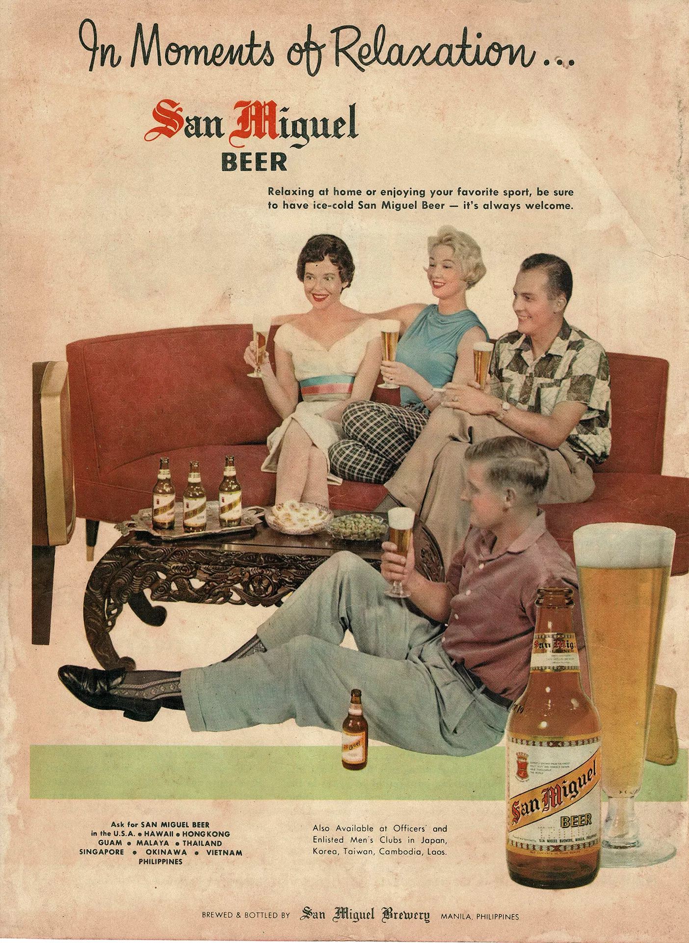 San Miguel Beer “In Moments of Relaxation” colored print ad | San ...
